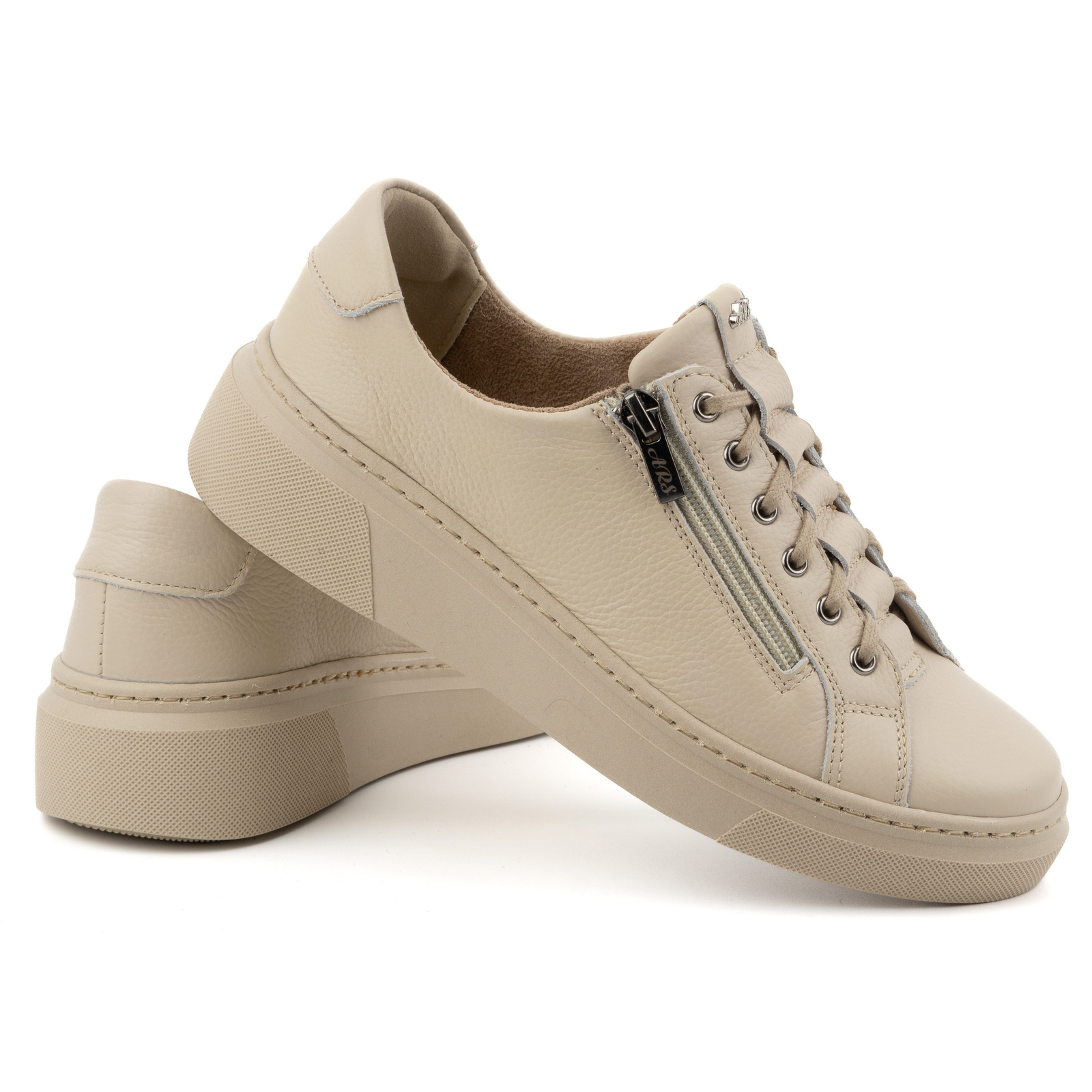 Buty damskie skórzane sneakery STYLE 1238 beżowe - Buty Olivier