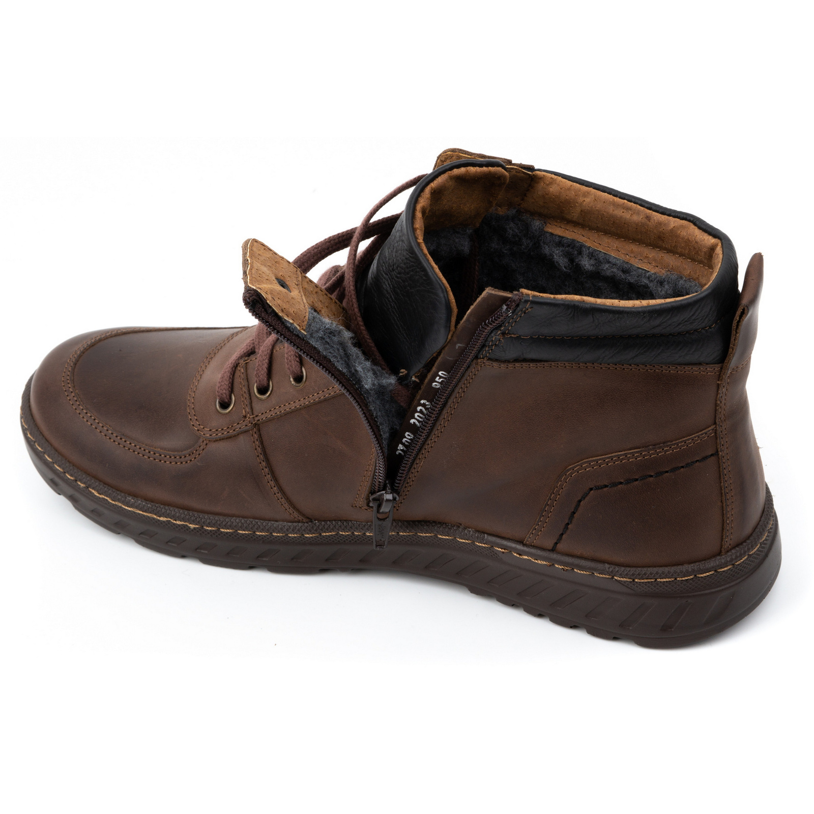 Buty zimowe męskie trzewiki skórzane 950MP brązowe - Buty Olivier