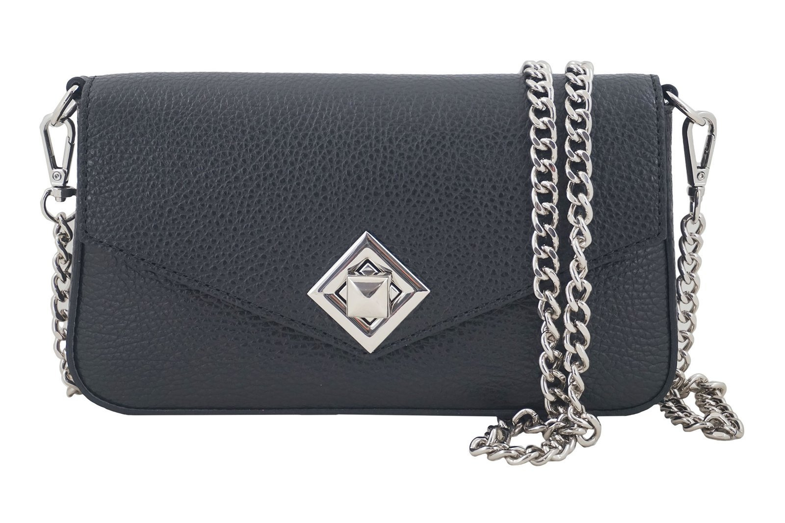 Mała skórzana torebka wizytowa - Czarna - Buty Olivier