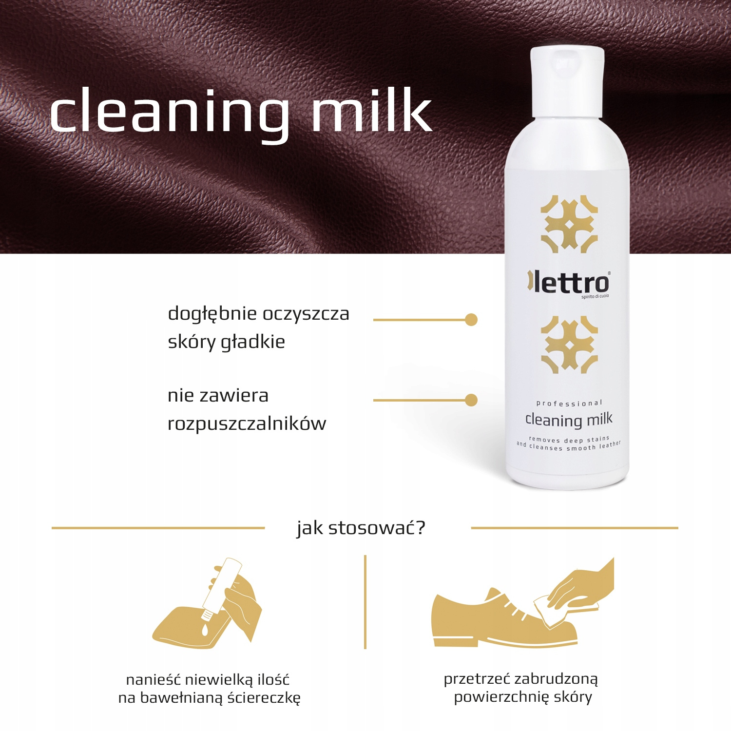 Mleczko do czyszczenia skór Lettro Cleaning Milk 200ml - Buty Olivier